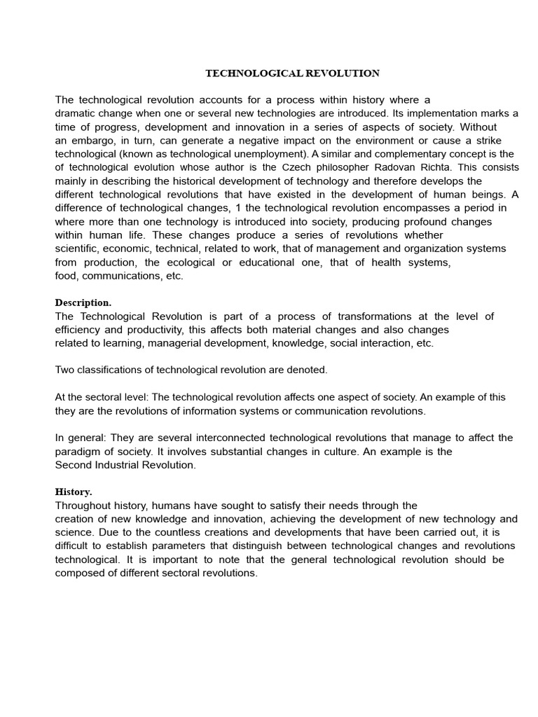 Technological Revolution | PDF | Agriculture | Revolutions