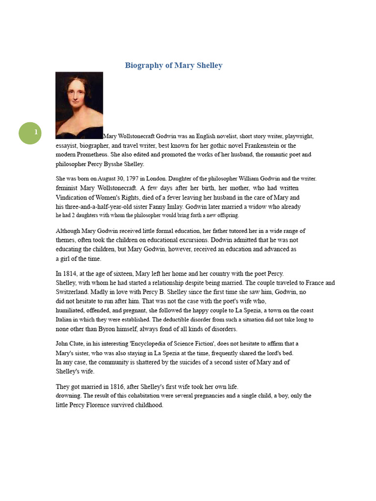 Mary Shelley: Life and Legacy | PDF | Mary Shelley | Frankenstein