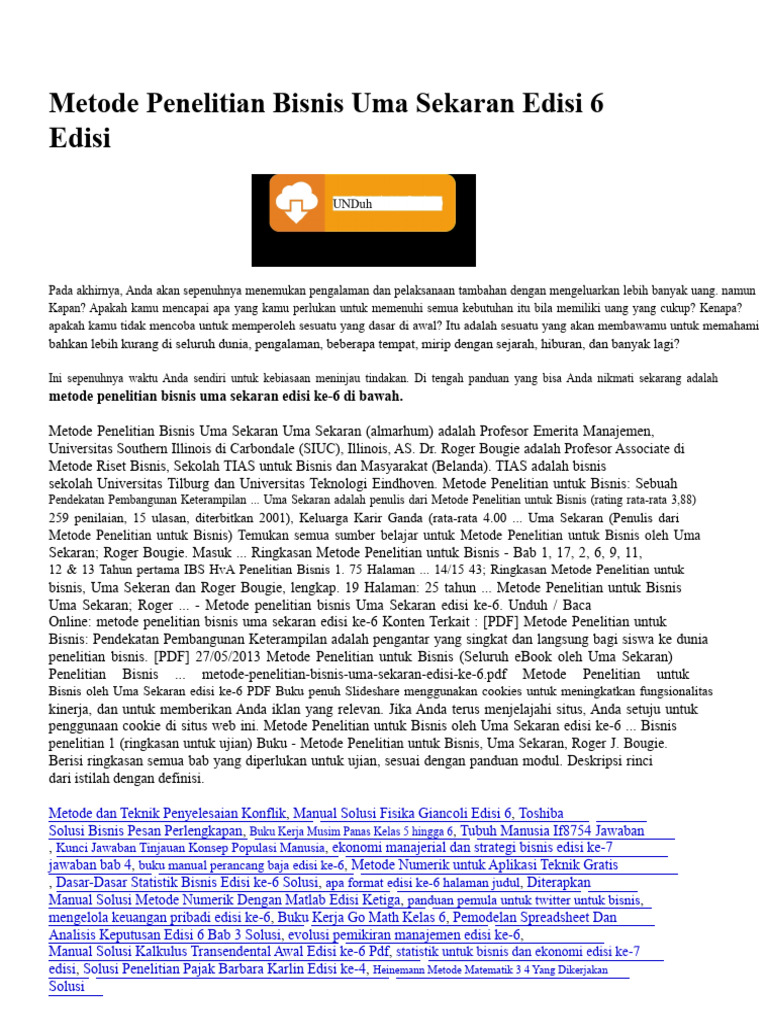Metode Penelitian Bisnis Uma Sekaran | PDF