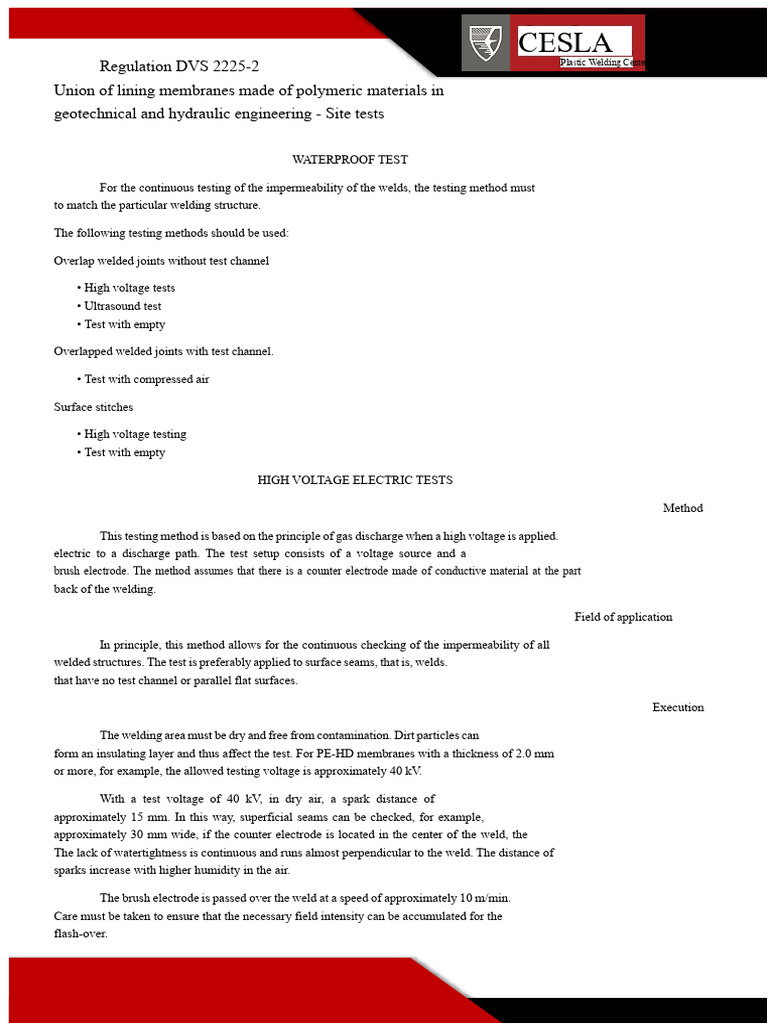 Waterproof Testing for Welded Membranes | PDF | Welding | Construction