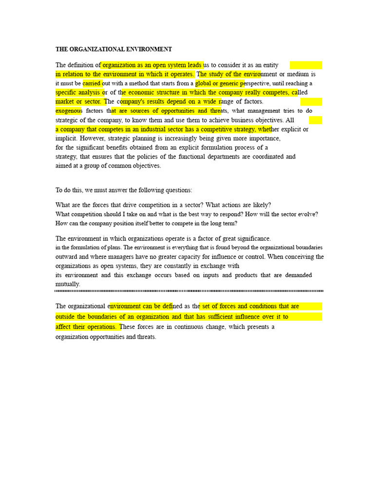Understanding the Organizational Environment | PDF | Supply Chain ...
