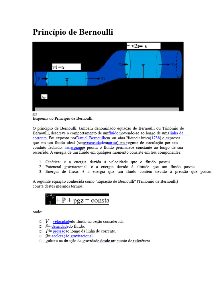 Princípio de Bernoulli: Fundamentos e Aplicações | PDF | Mecânica de ...