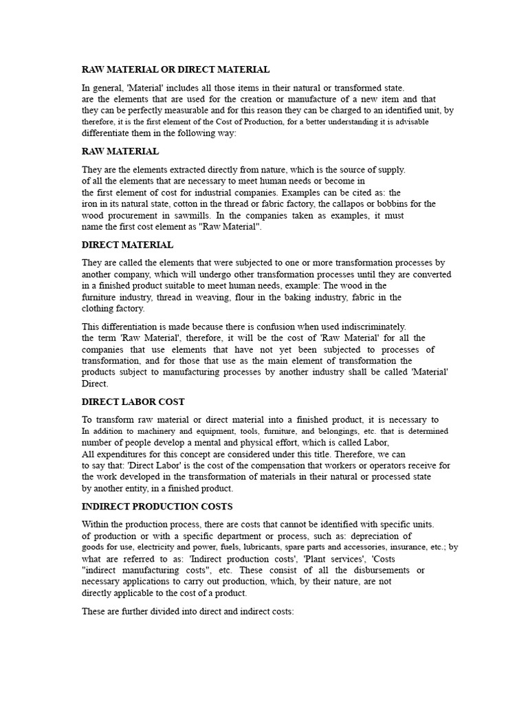 Understanding Raw and Direct Materials | PDF | Salary | Prices