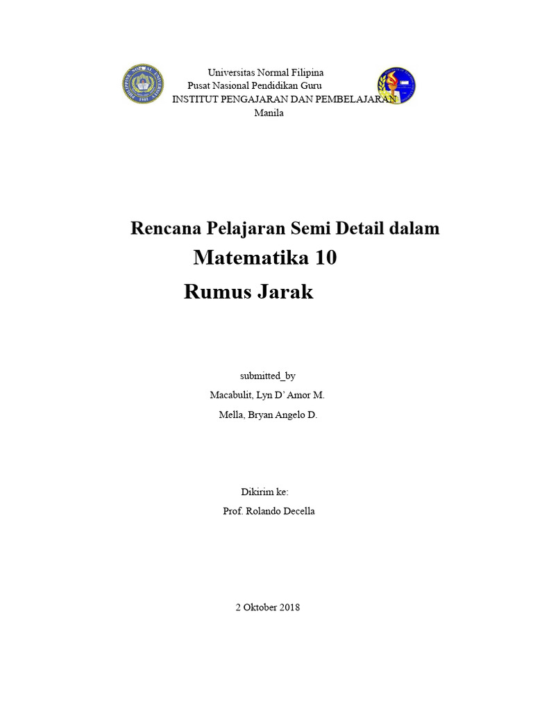 Formula Jarak SDLP 1 | PDF