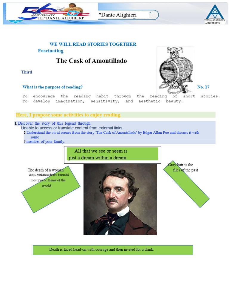 Reader's Plan Activity 17 The Cask of Amontillado | PDF | Edgar Allan Poe