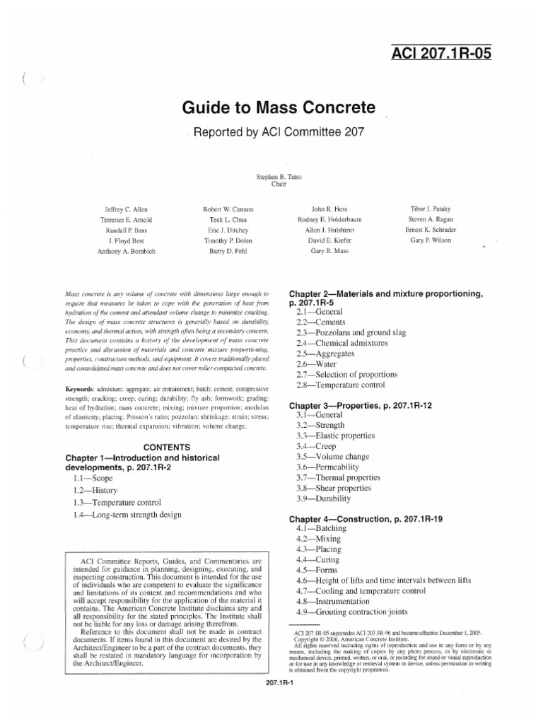 Aci 207.1R-05 | PDF