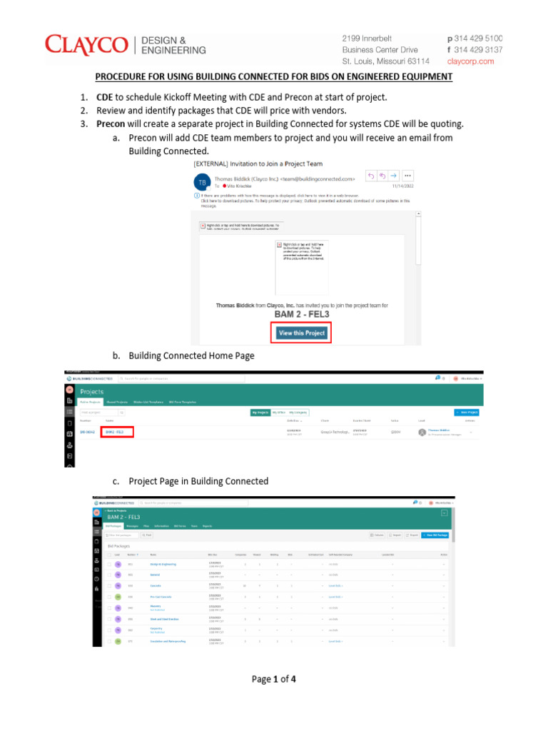 Procedure For Using Building Connected For Bids On Engineered Equipment ...