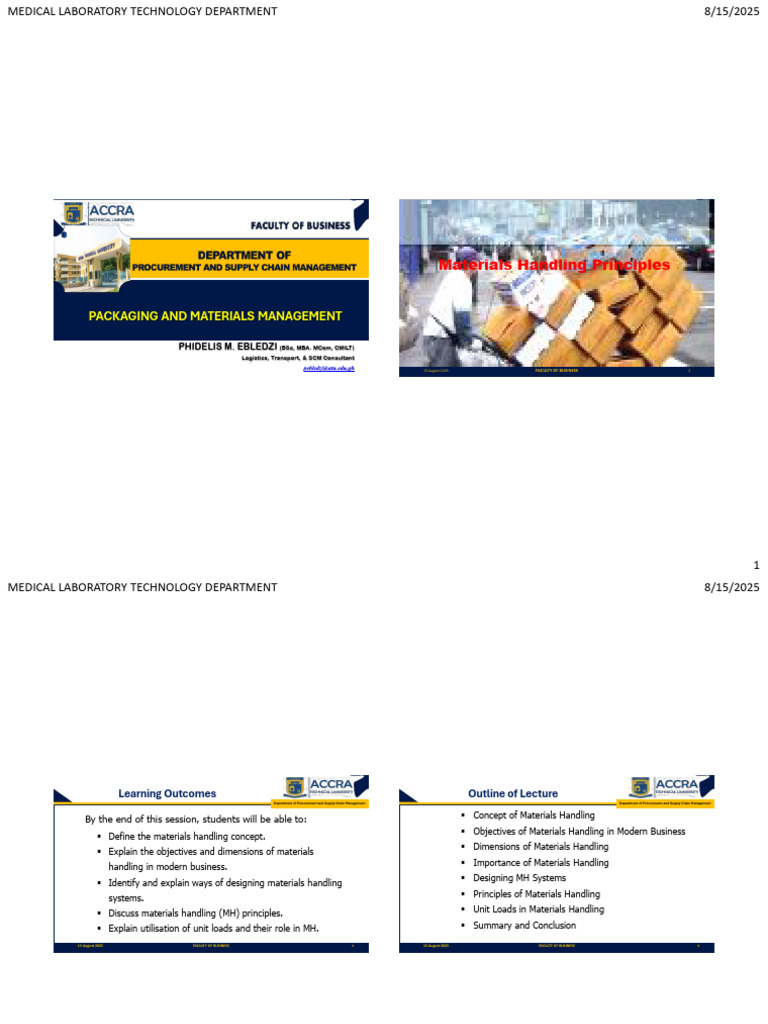 UPDATED Lecture 6 - Materials Handling Principles | PDF ...