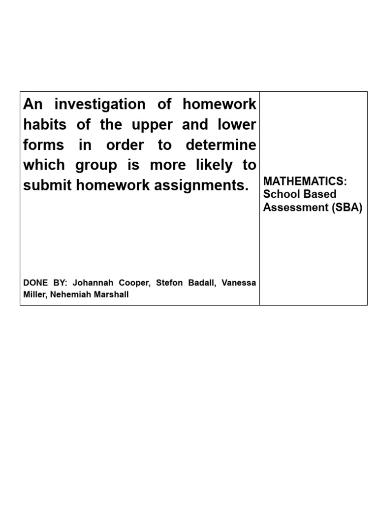 Mathematics School Based Assessment Pdf Homework Teachers