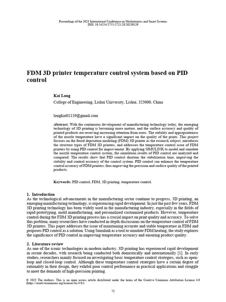 FDM 3D Printer Temperature Control System Based On | PDF | 3 D Printing ...