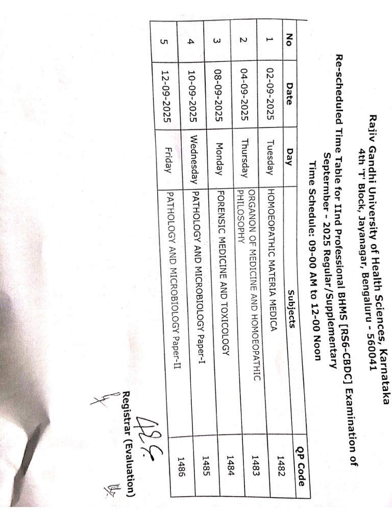 2nd Bhms Reschedule Exams 25 | PDF