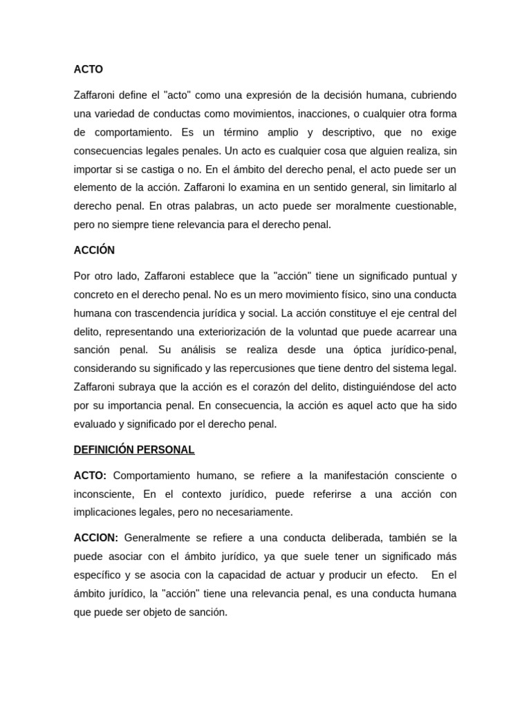 Diferencias entre acto y acción | PDF