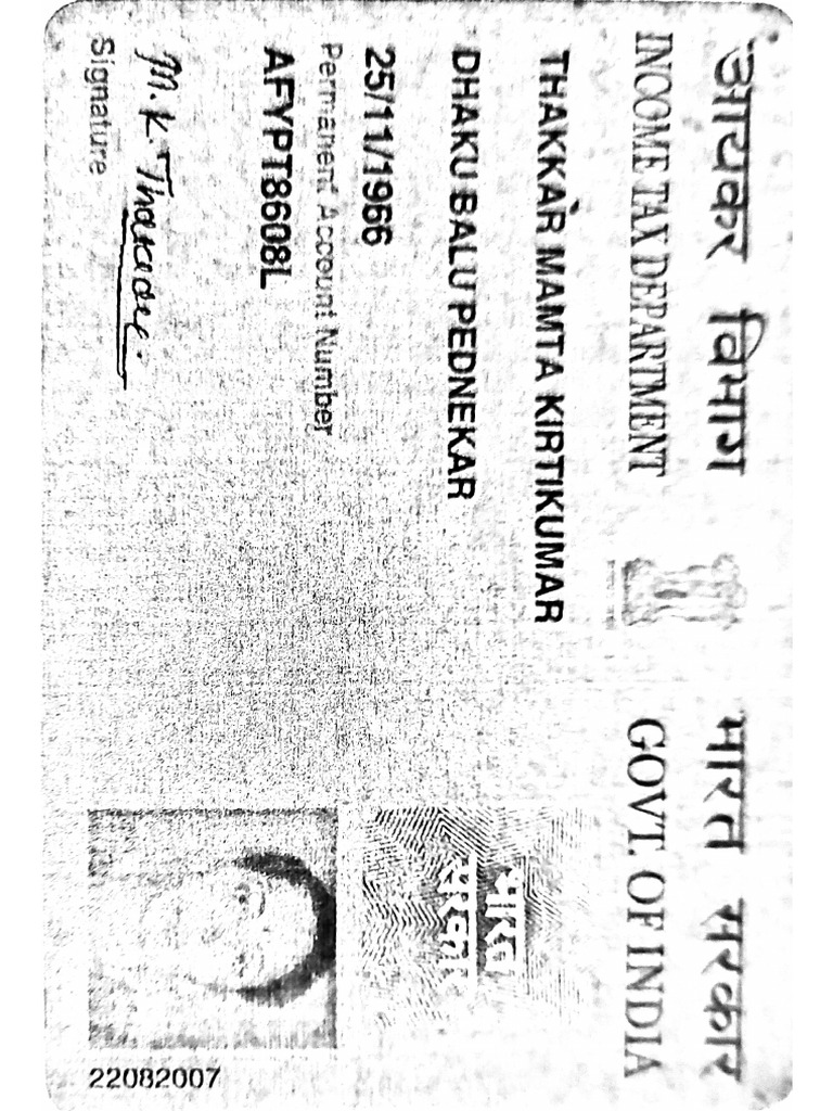 Pan Card Mamta Thakkar | PDF