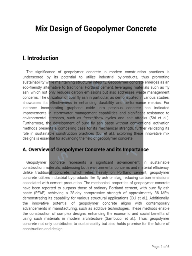 Geopolymer Concrete Mix Design Insights | PDF | Concrete | Cement