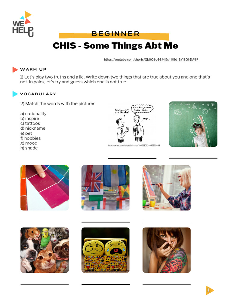 CHIS - Some Things Abt Me - Beginner - Teacher Version | PDF