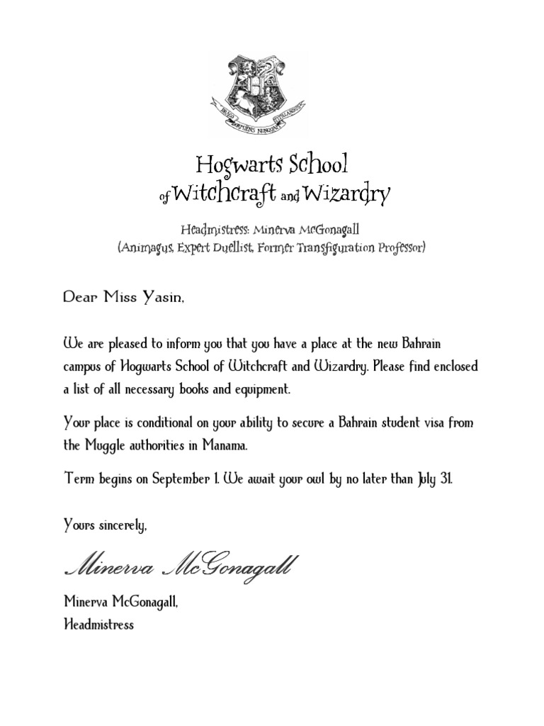 Hogwarts Acceptance | PDF | Witchcraft | Harry Potter