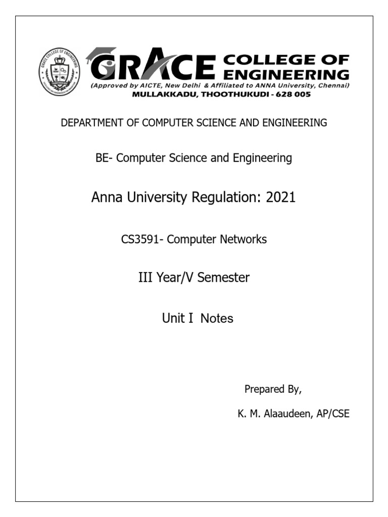 V Sem Cs3591 CN Unit1 | PDF | Duplex (Telecommunications) | Computer ...