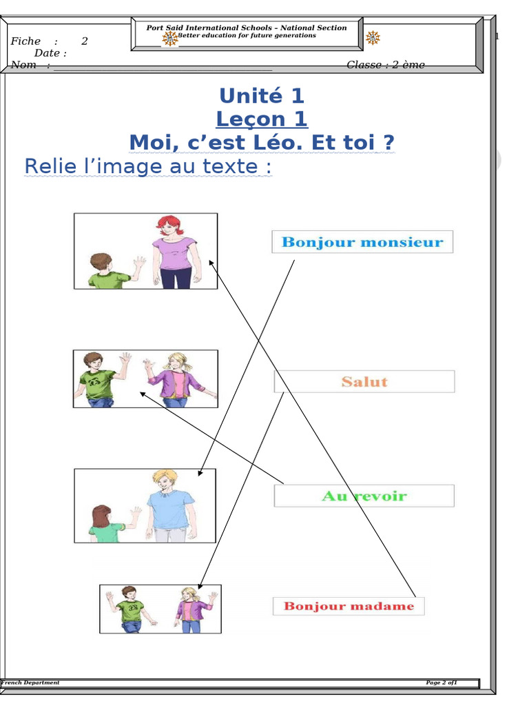 Leçon de français : Dialogues et salutations | PDF