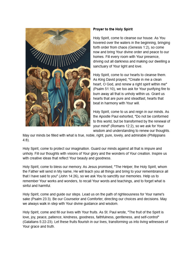 Prayer for Holy Spirit's Guidance | PDF | Holy Spirit | Theology