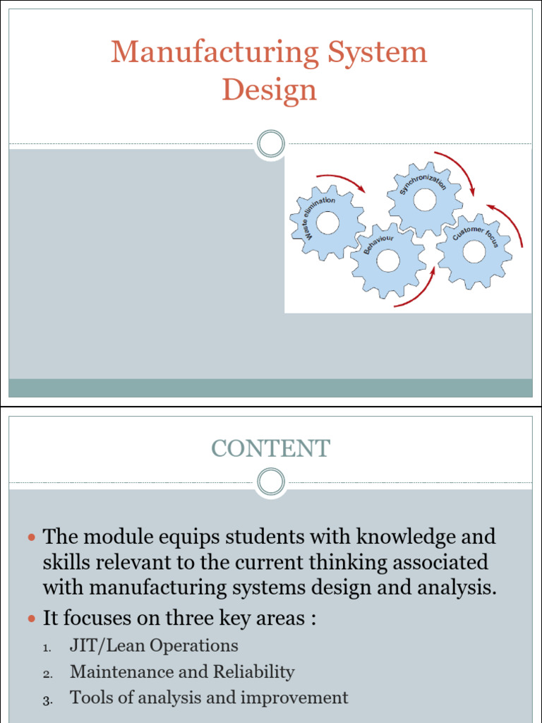 Manufacturing System Design Essentials | PDF | Lean Manufacturing ...