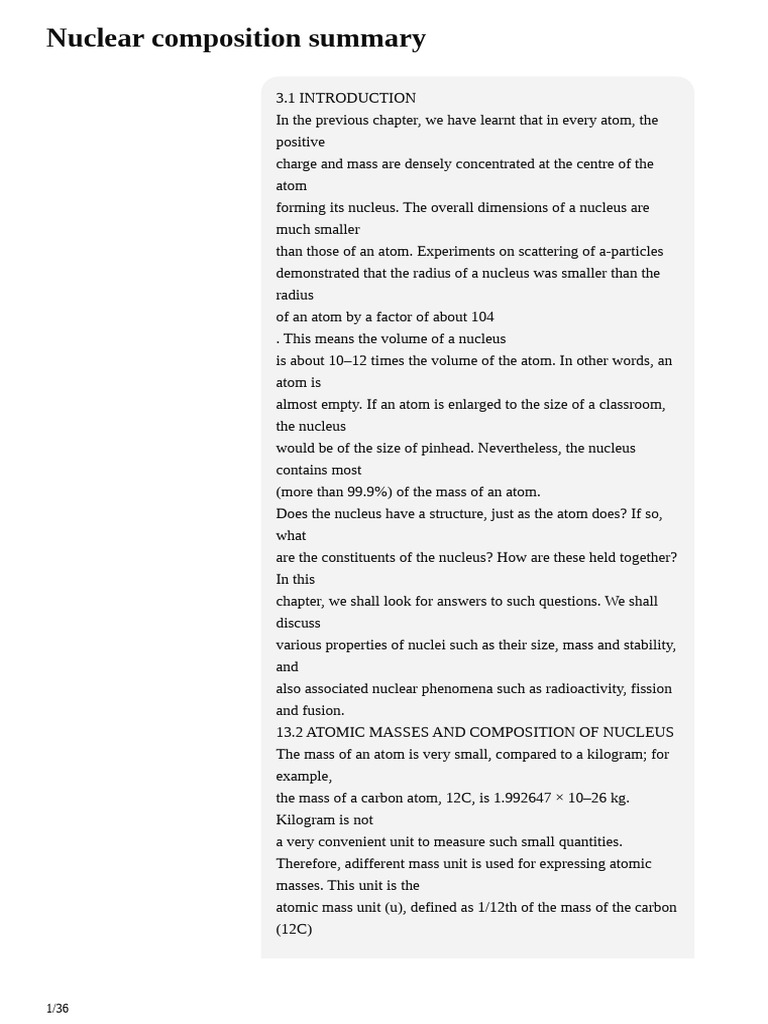 Nuclear Composition Summary | PDF | Atomic Nucleus | Neutron