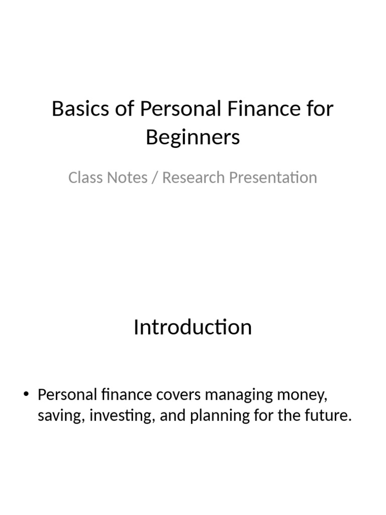 Personal Finance Basics | PDF