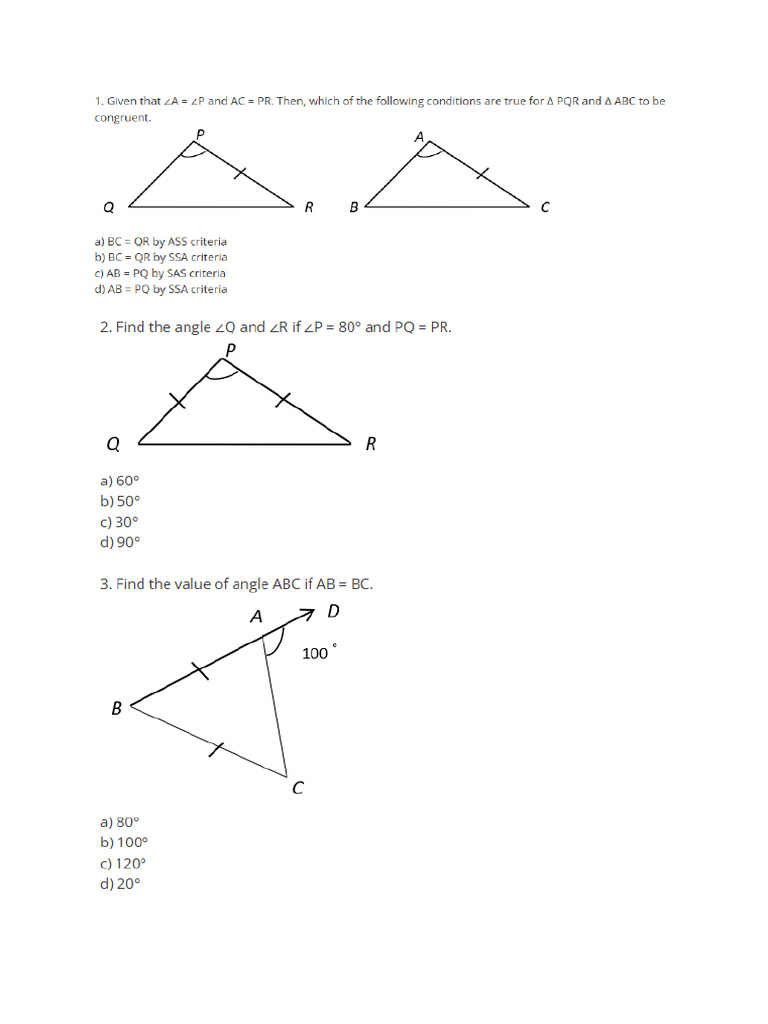 Class 9 Triangle 15 Question | PDF