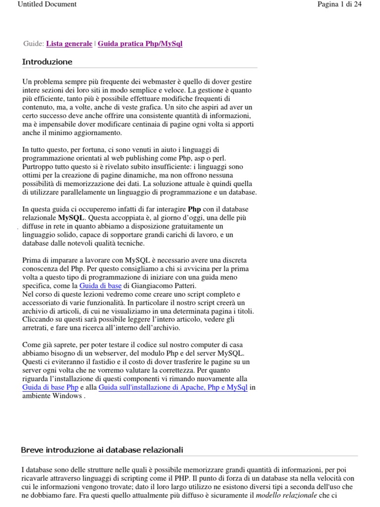 Guida Pratica PHP Mysql | PDF