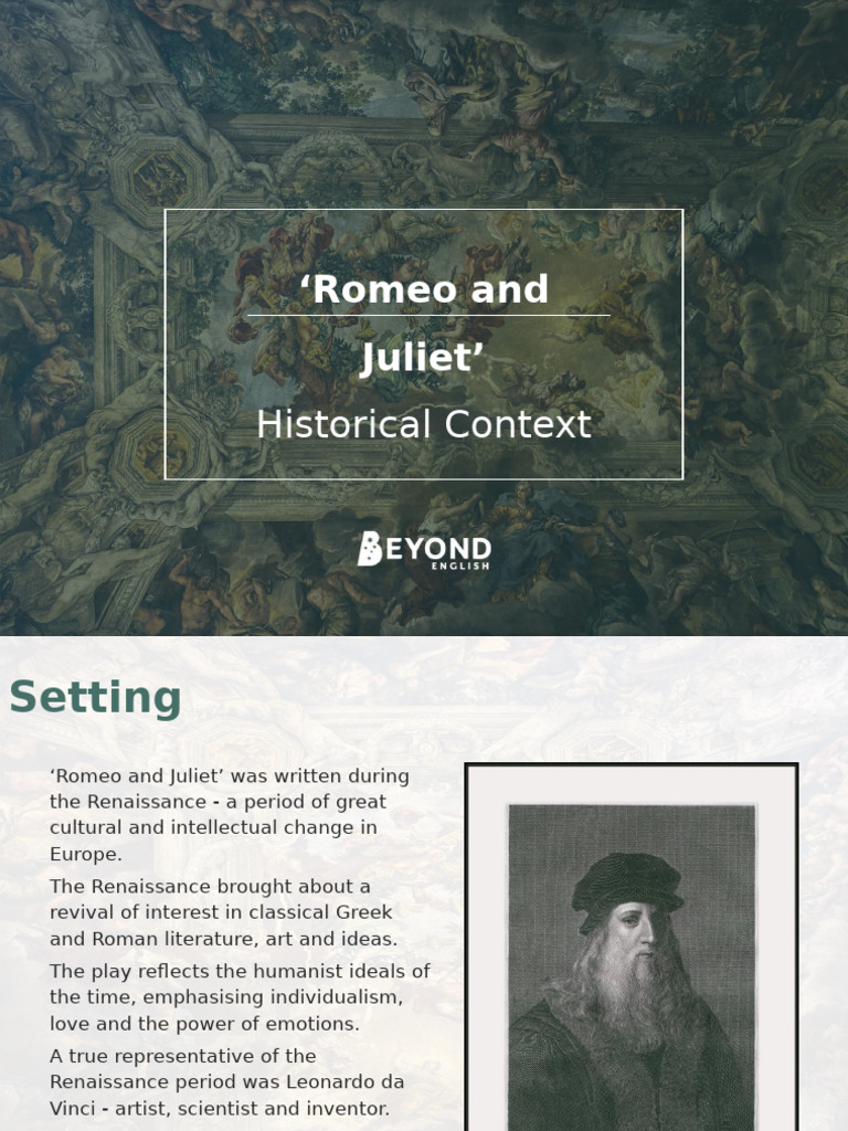 Romeo & Juliet' Act 1 - (Historical CTX & Setting) Powerpoint | PDF