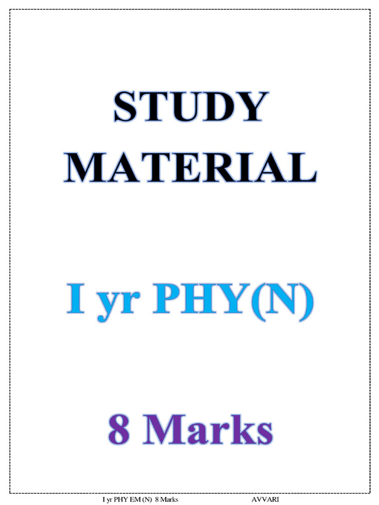 I Yr Phy em (N) 8 Marks | PDF