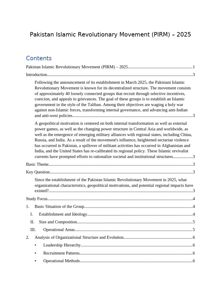 Pakistan Islamic Revolutionary Movement 2025 | PDF | Jihadism | Pakistan