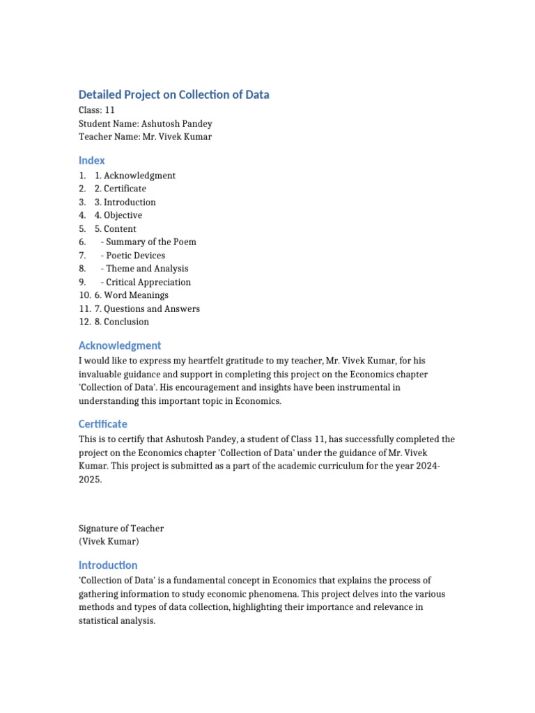 Data Collection Project Overview | PDF | Survey Methodology | Questionnaire