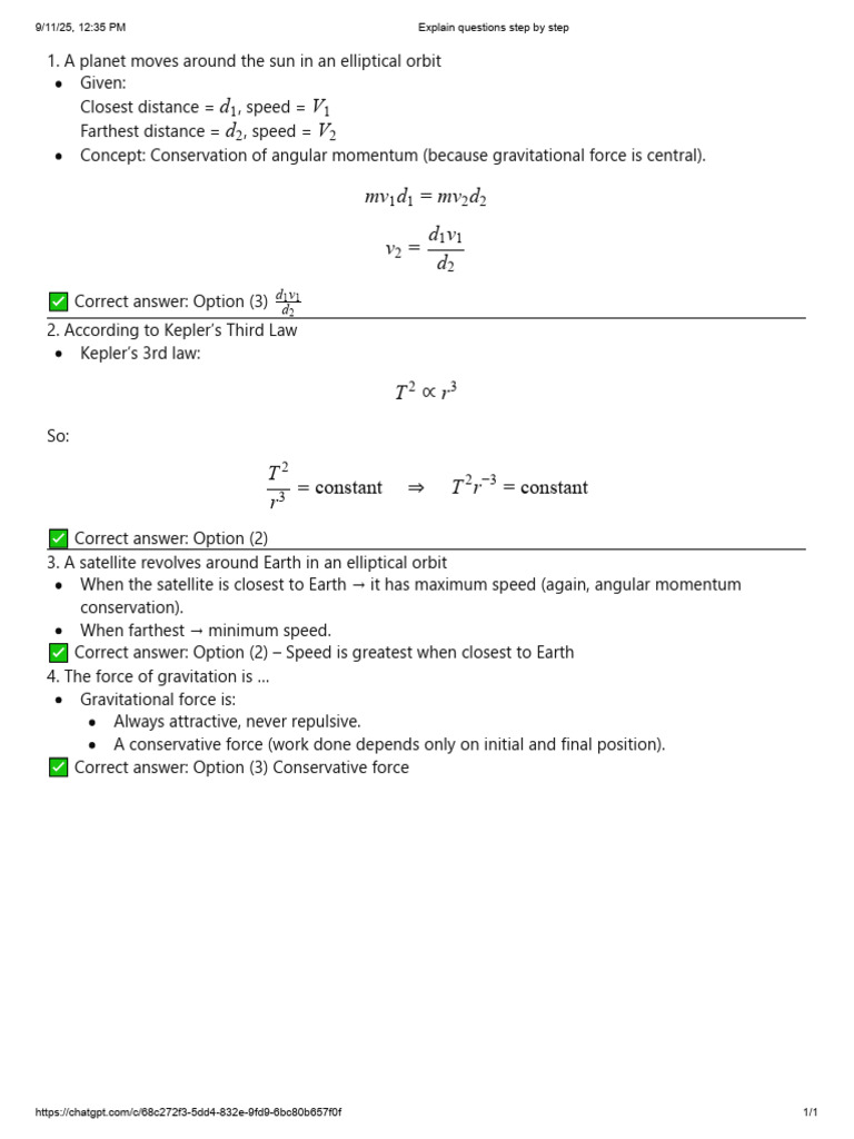 Explain Questions Step by Step | PDF | Orbit | Force