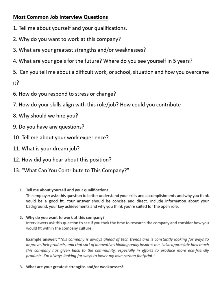 Top Job Interview Questions Explained | PDF | Skill | Job Interview