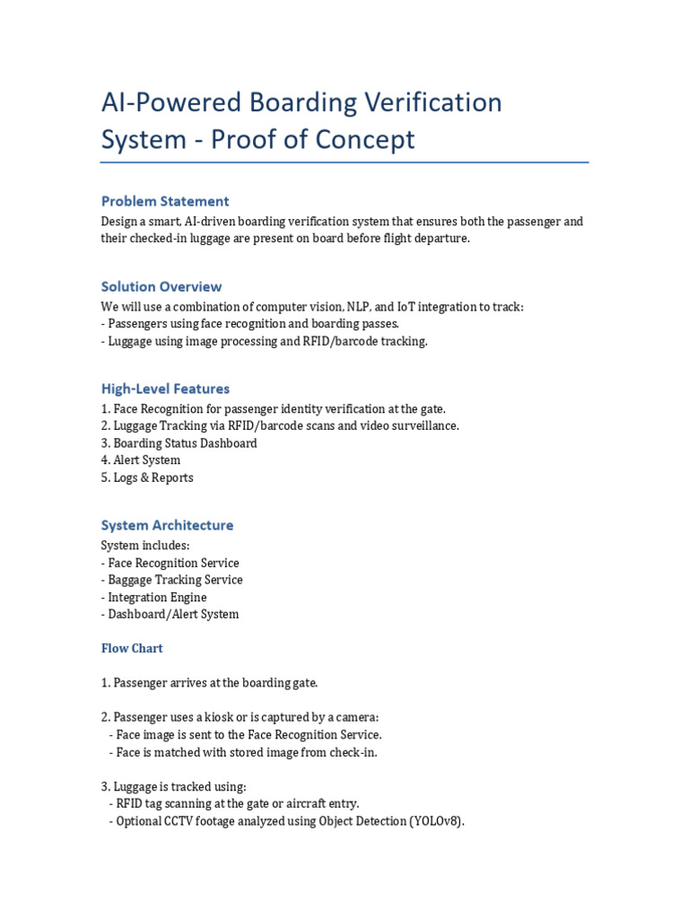 Passengers Boarding Verification PoC | PDF