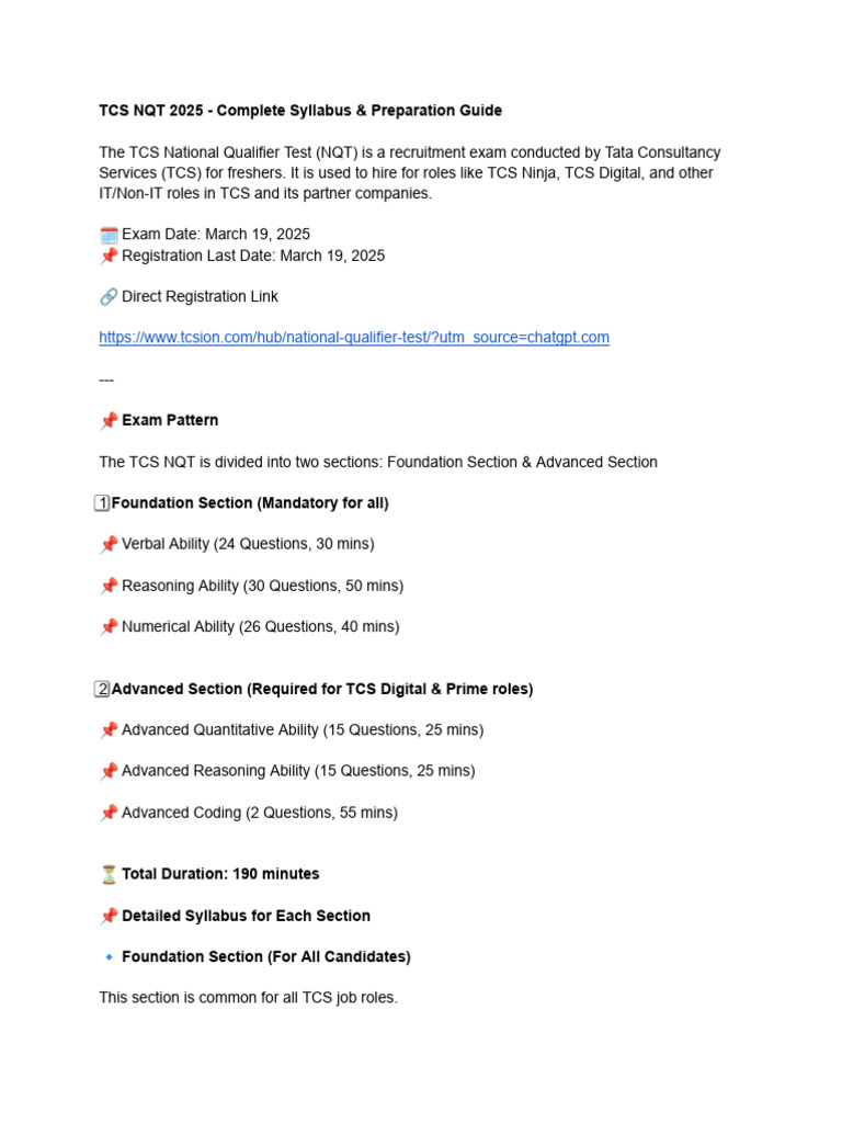 TCS NQT Preparation | PDF | Mathematics | Computer Programming