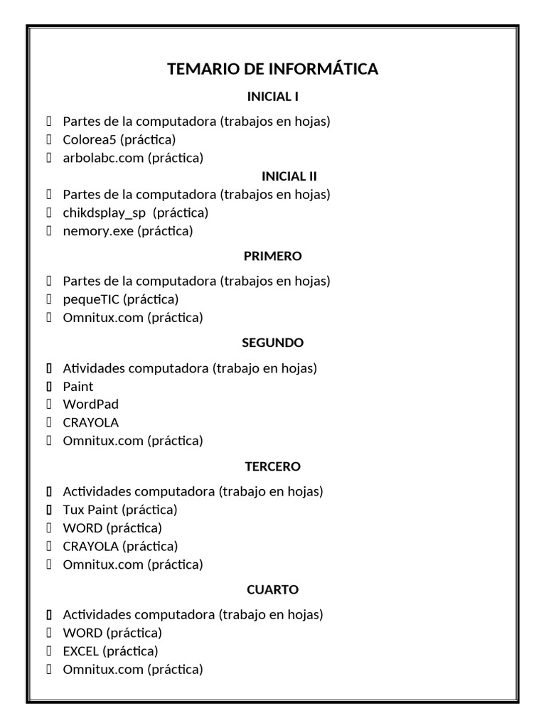Temario de Informática 2025 - 2026 | PDF