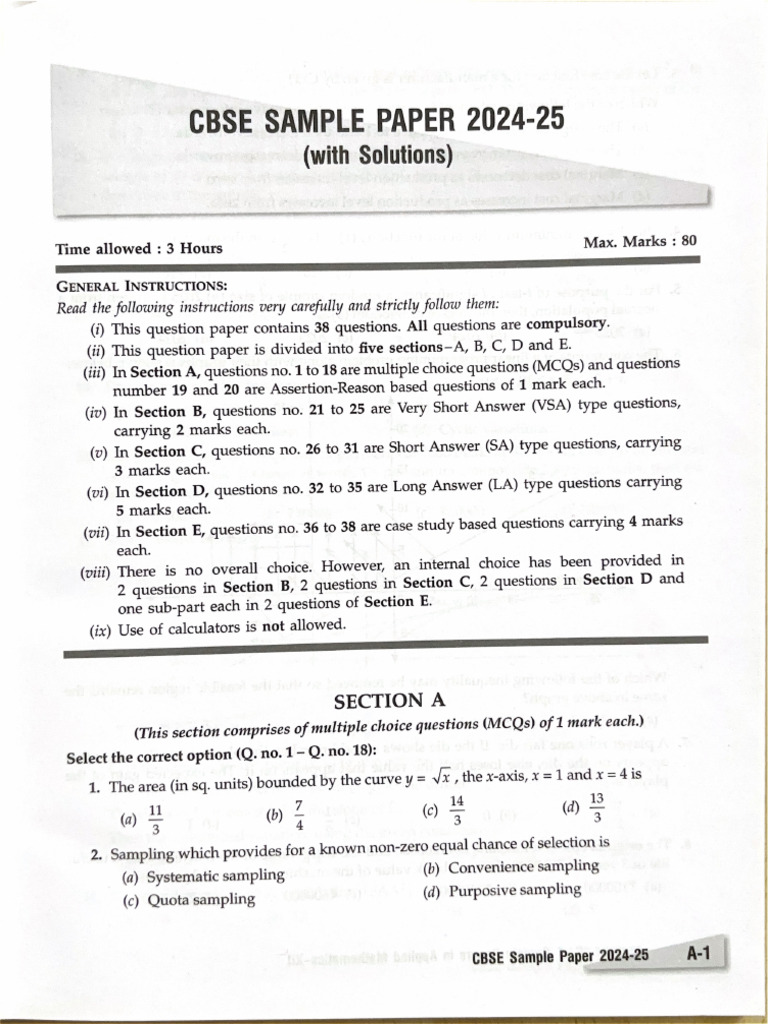 CBSE Sample Paper 2024-25 | PDF