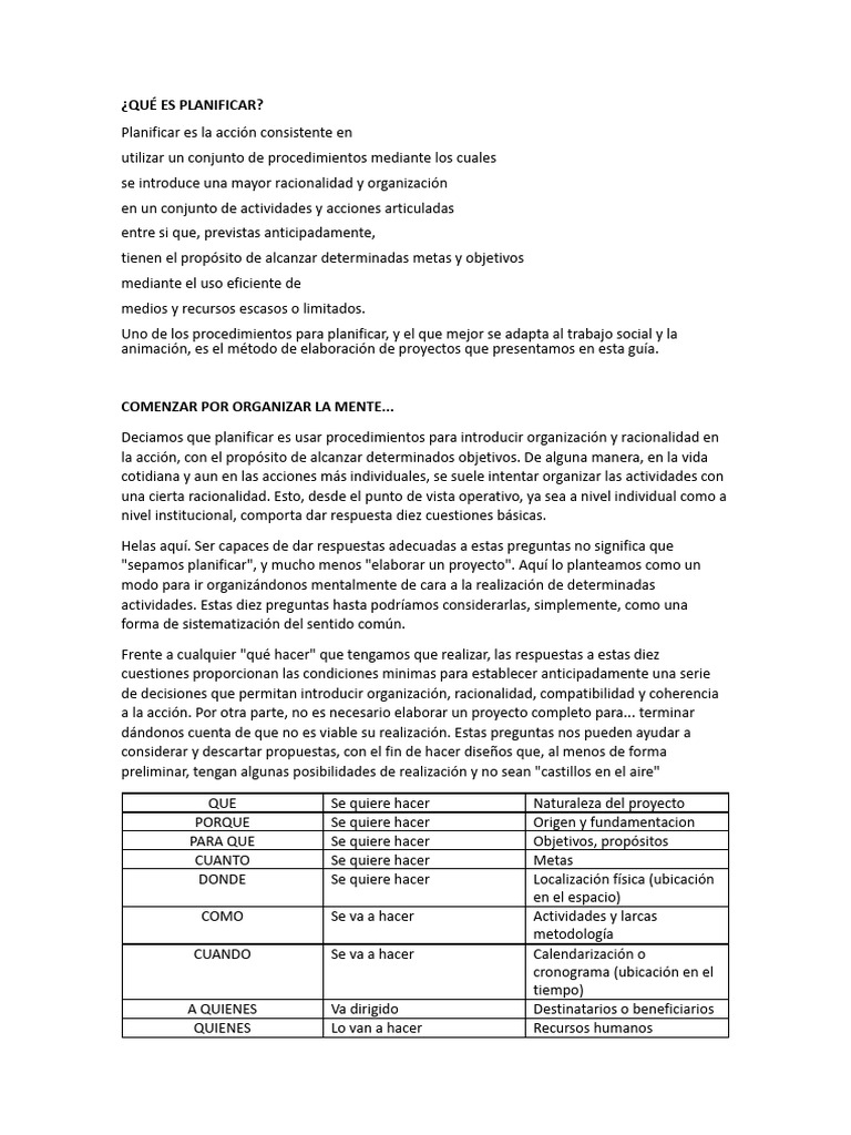 Que Es Planificar | PDF | Planificación | Racionalidad