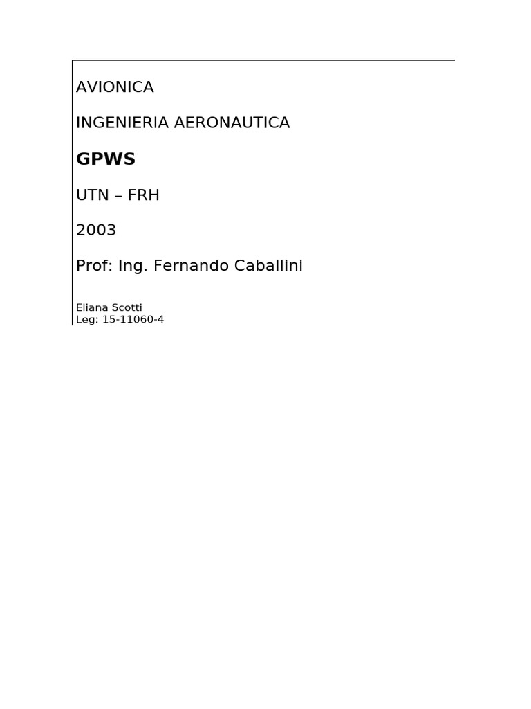 Gpws Final-1 | PDF | Altímetro | Sistema de Posicionamiento Global