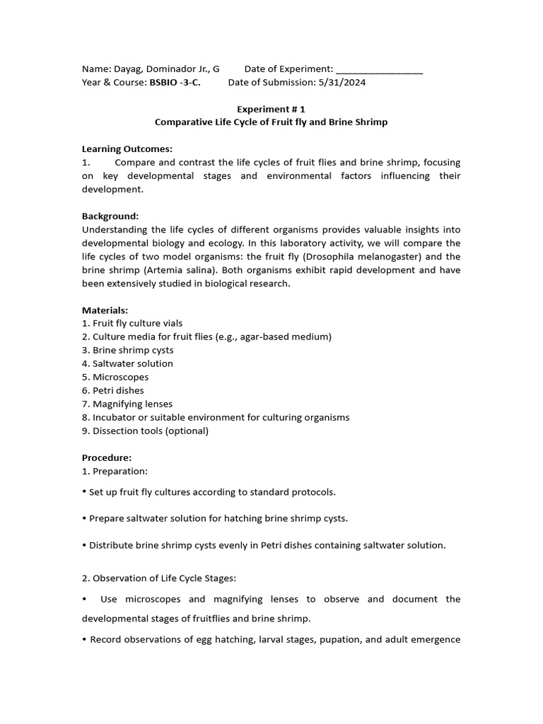 All in One Lab Experiments Developmental Biology Experiment 1-17 | PDF ...