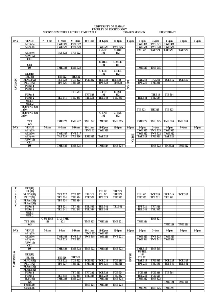 2nd Semester Lecture TT 2024-2025 First Draf | PDF