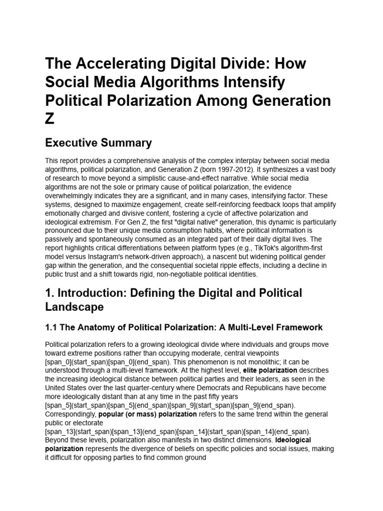 Social Media Algorithms and Gen Z Polarization | PDF | Human ...
