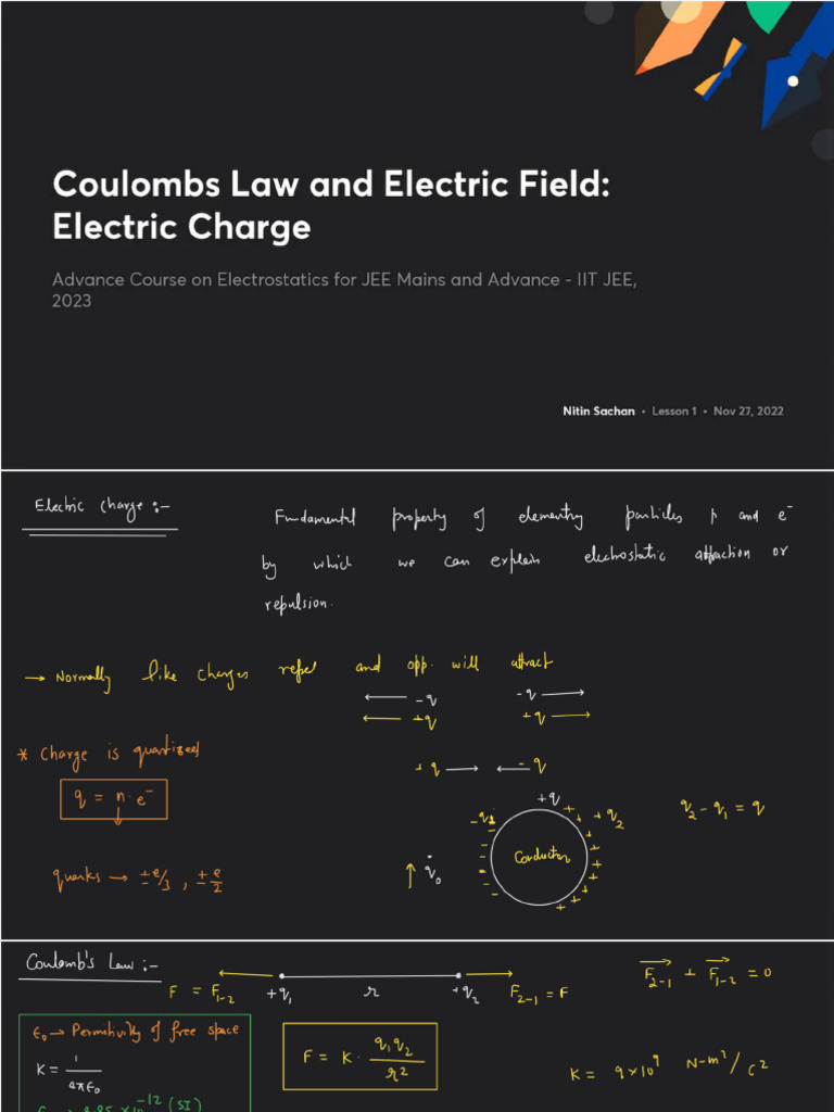 Coulombs Law and Electric Field Electric Charge With Anno | PDF