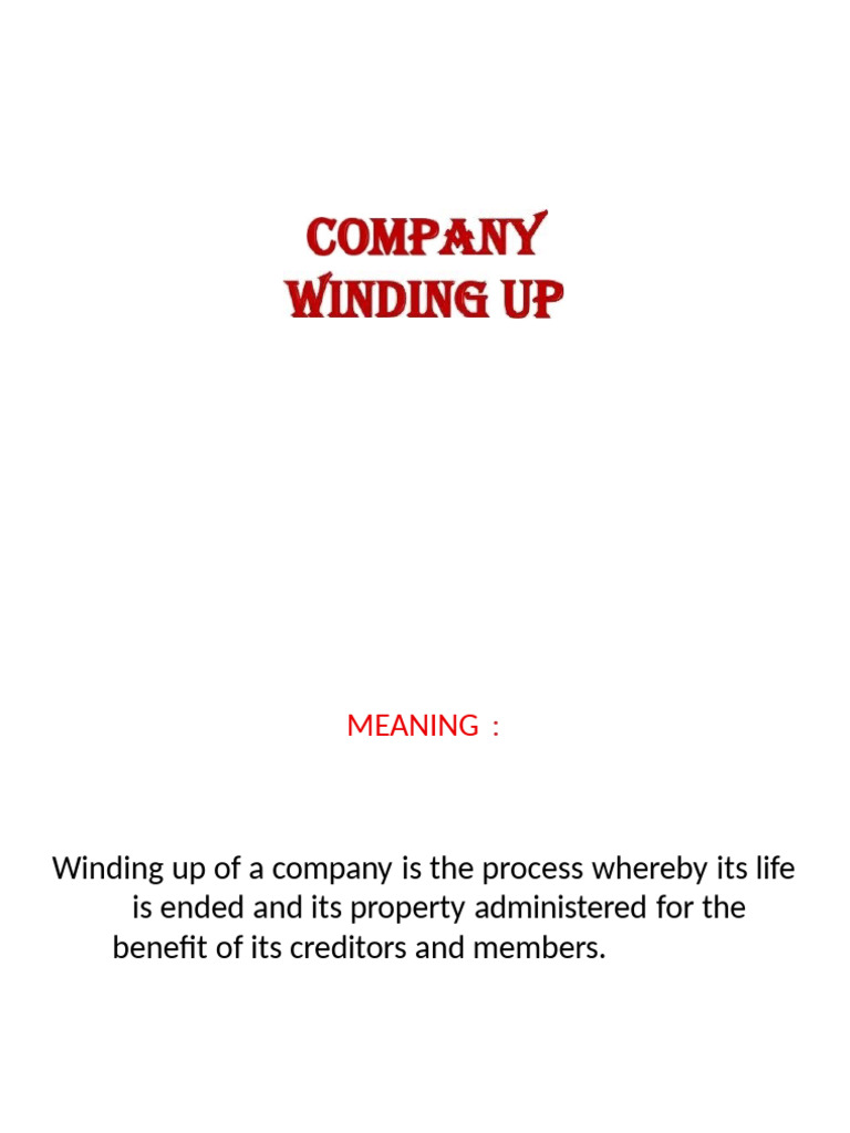 Company Winding Up Explained: Types & Grounds | PDF | Liquidation ...
