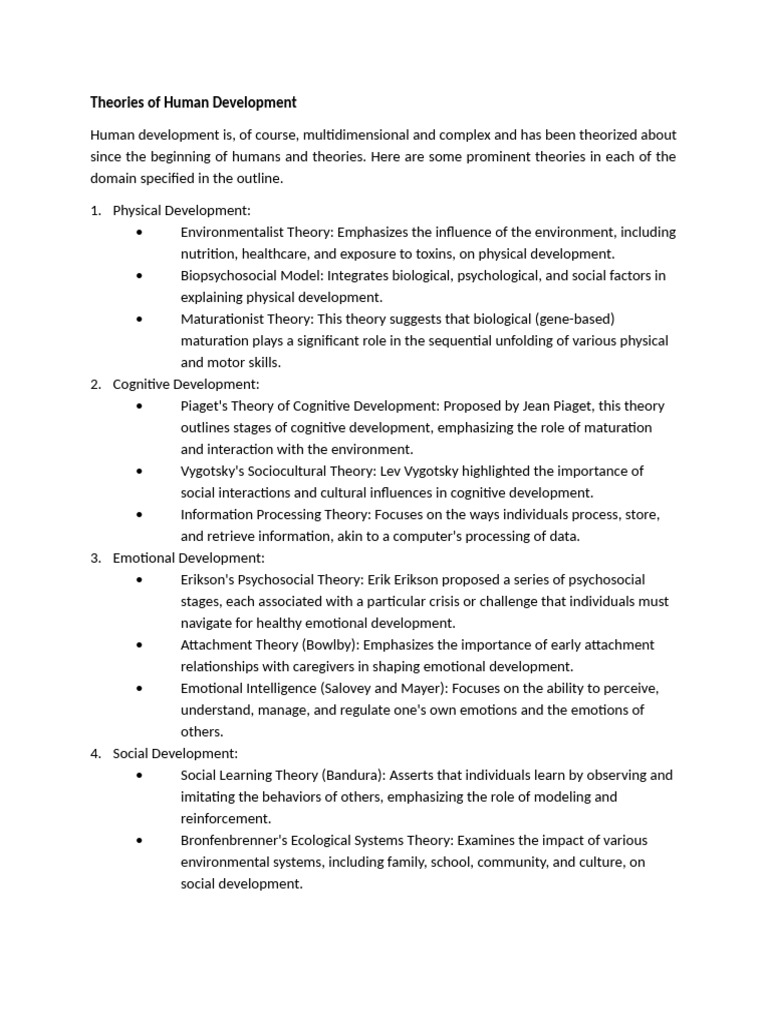 Key Theories of Human Development | PDF | Developmental Psychology ...
