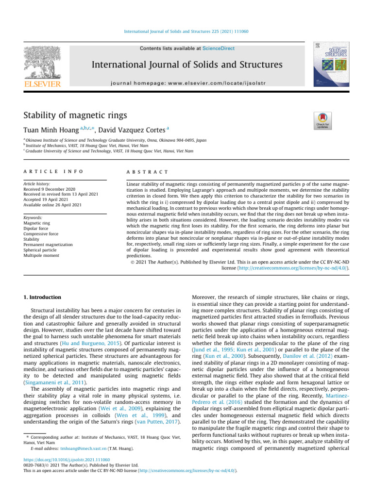 Stability Analysis of Magnetic Rings | PDF | Dipole | Physics