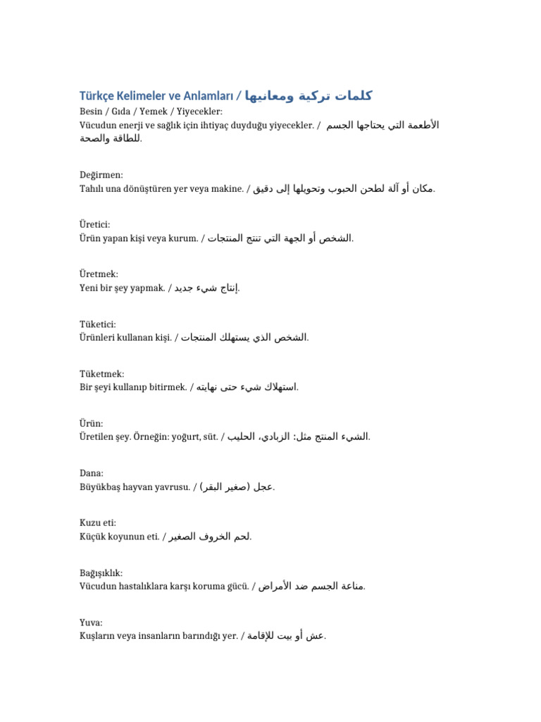 Turkish Words Editable | PDF