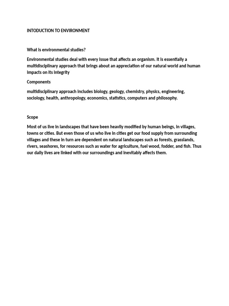 Intoduction To Environment | PDF