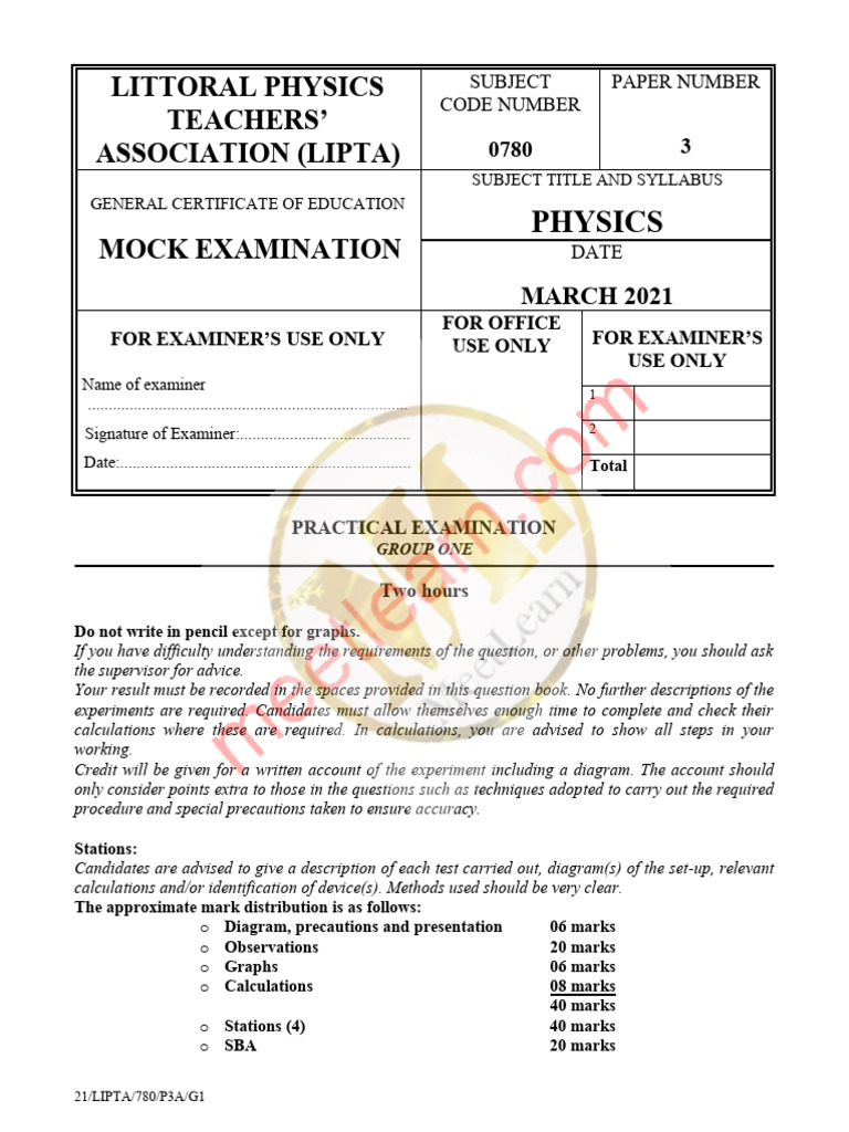 Physics Paper 3 Littoral AL Mock 2021 | PDF | Temperature | Liquids